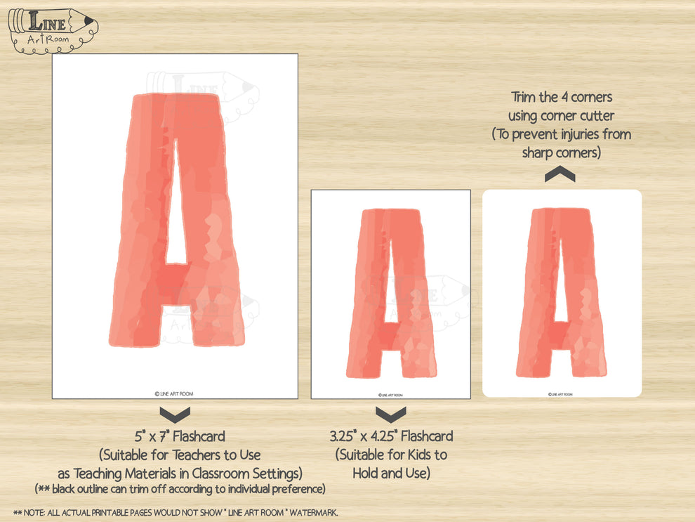 Watercolor Effect Uppercase Letter Flashcards Printable to Make ...