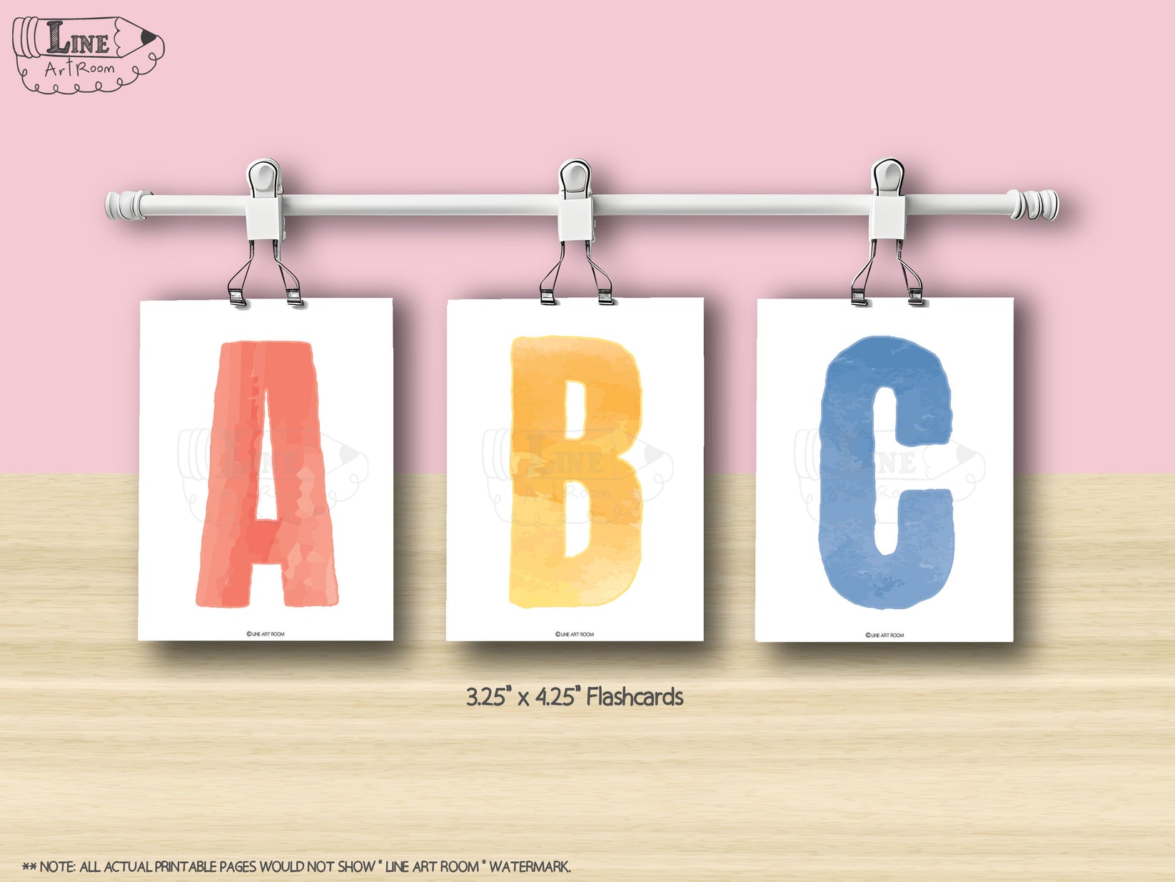 Watercolor Effect Uppercase Letter Flashcards Printable to Make ...