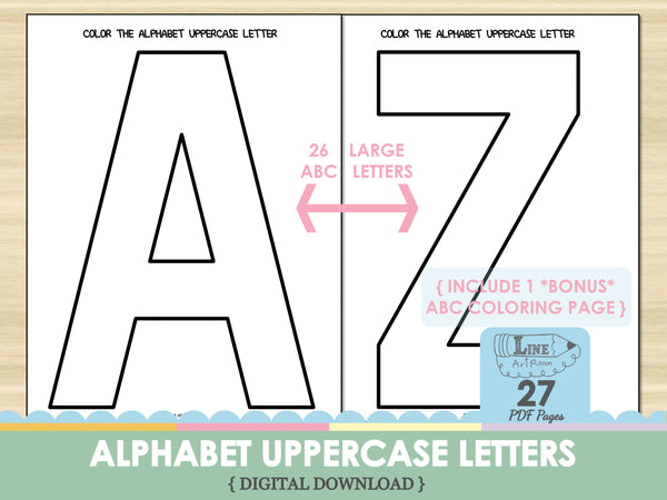 Uppercase Large Alphabet Letters Coloring Pages for Kids to Learn ABCs ...