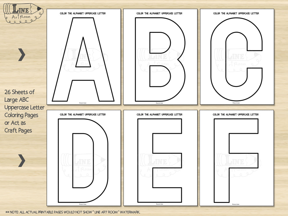 Uppercase Large Alphabet Letters Coloring Pages for Kids to Learn ABCs ...