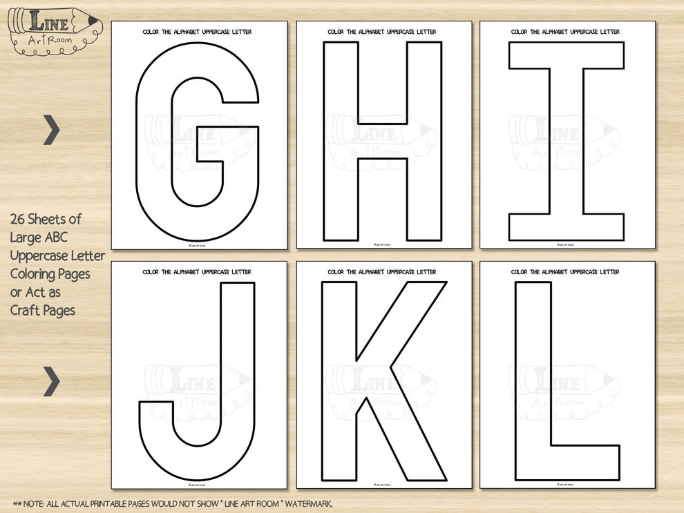 Uppercase Large Alphabet Letters Coloring Pages for Kids to Learn ABCs ...