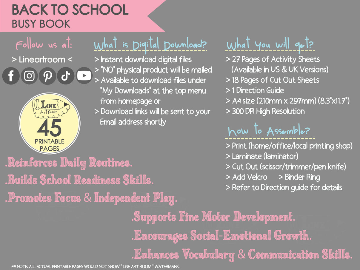 Back to School Busy Book Printable for Preschoolers – Make Learning Fun ...