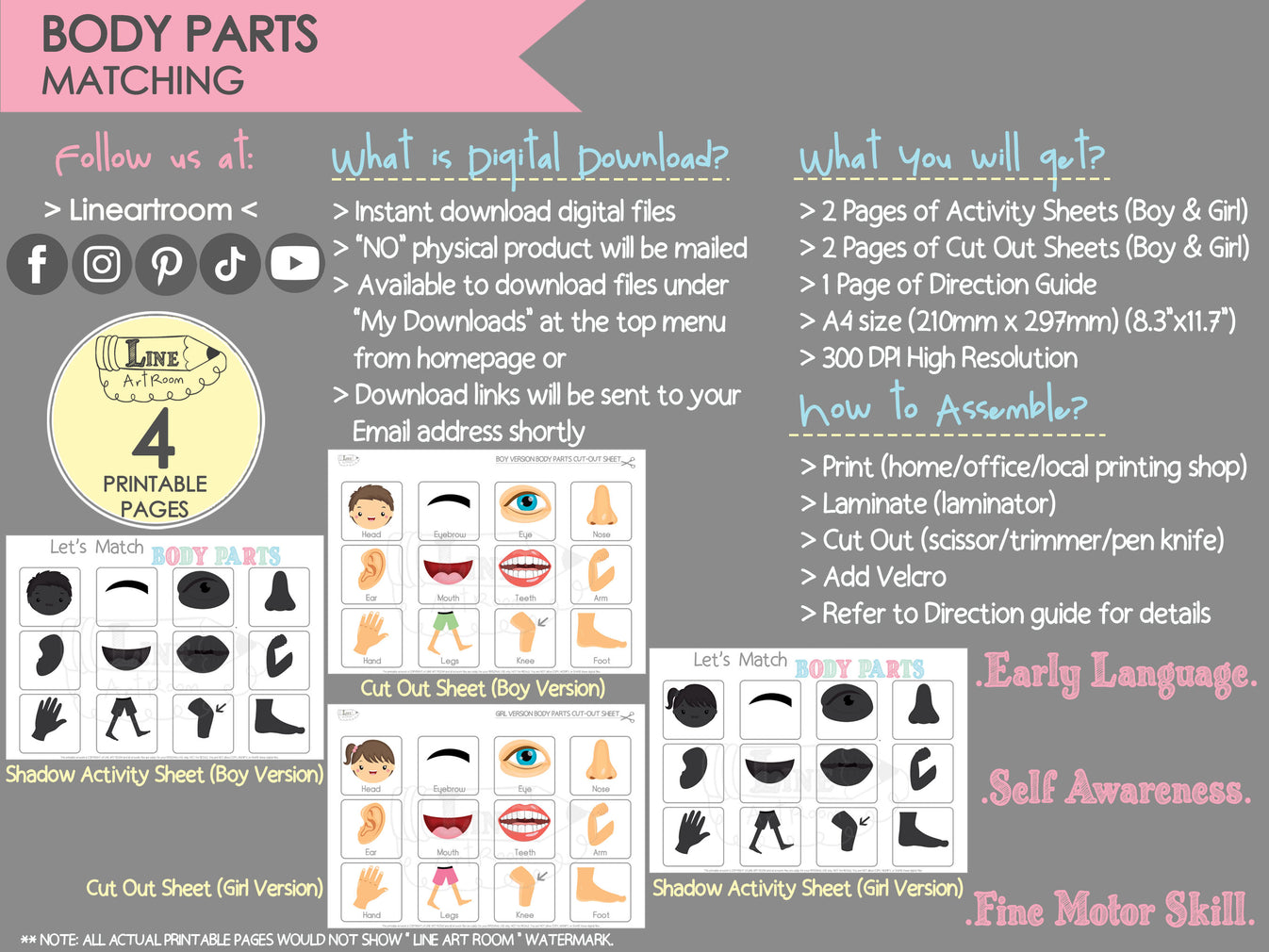 Fun Matching Body Parts Preschool Kids Activities to Engage Learning ...