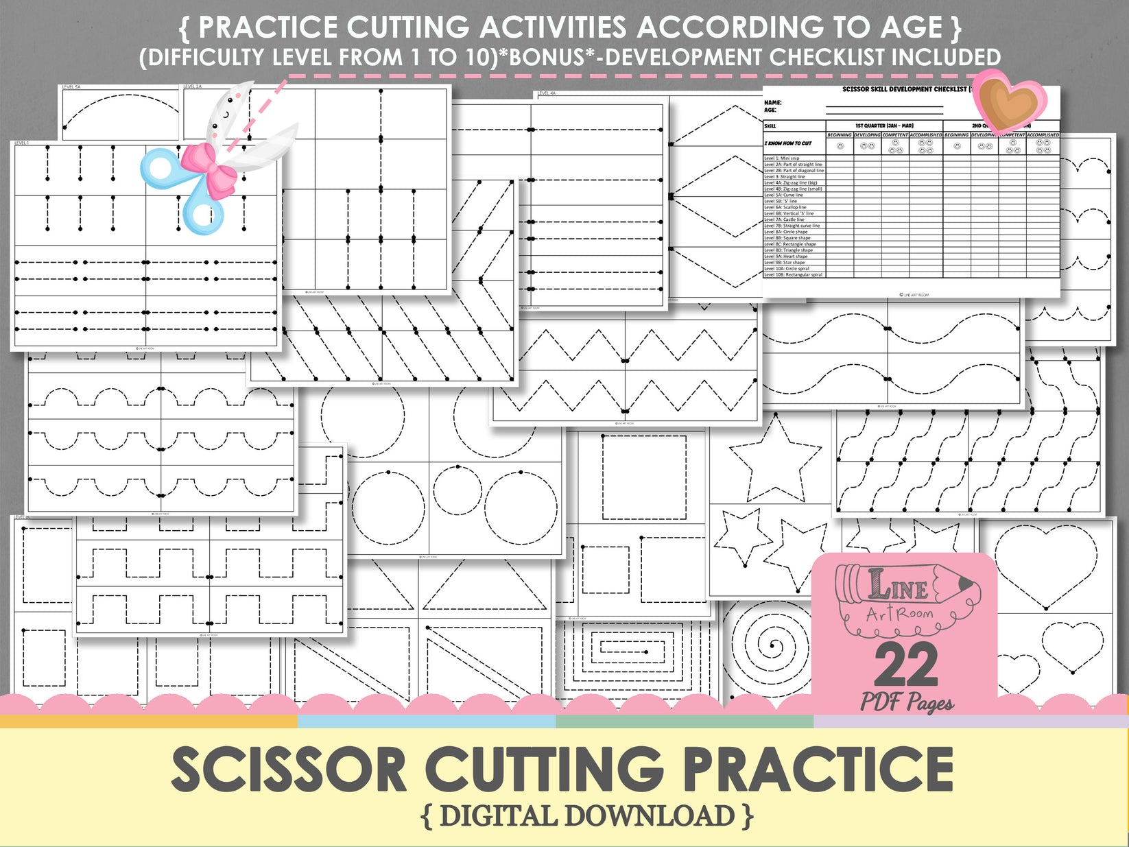 Scissor Cutting Activities of Fine Motor Skills Worksheets for ...