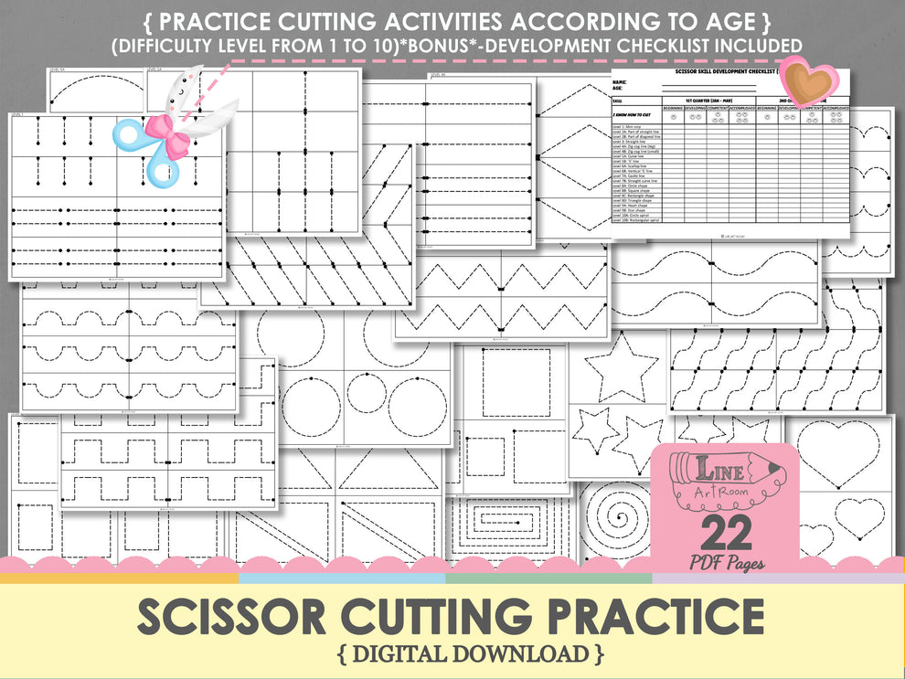 Scissor Cutting Activities of Fine Motor Skills Worksheets for ...