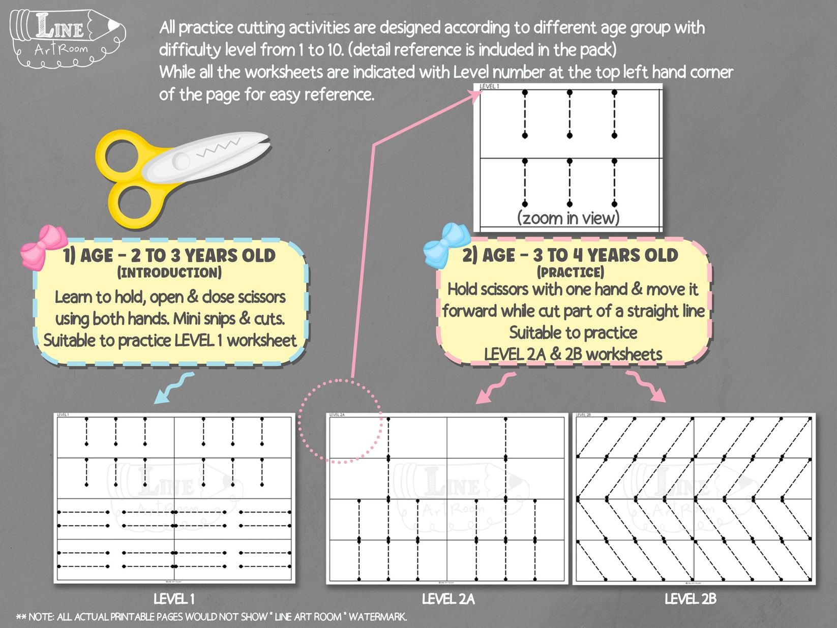 Scissor Cutting Activities of Fine Motor Skills Worksheets for ...