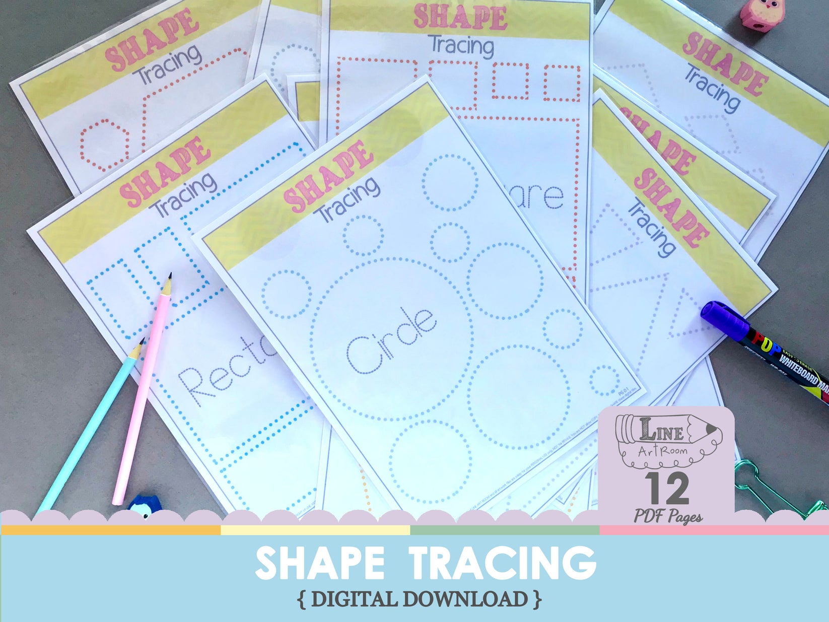 Shapes Tracing Worksheets for Nursery – Playful Printable for Kids ...